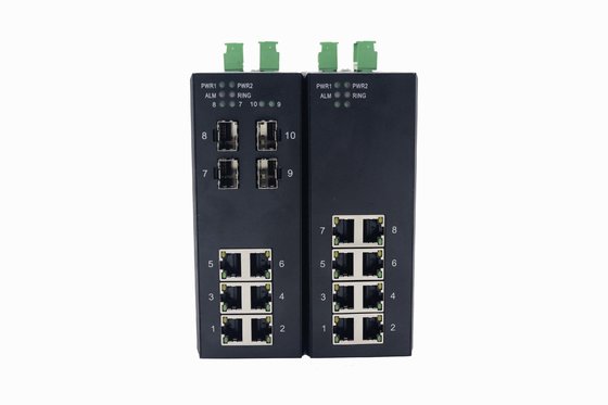 10 Port Industrial Gigabit Ethernet Switch , Managed Network Switch IP40 Protection