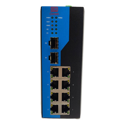 Compact Industrial Managed Ethernet Switch 8 Port 100M With 2 1000M SFP Slots