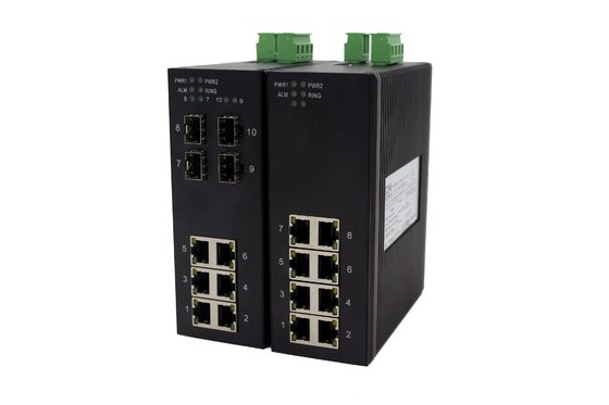 Lightweight 10 Port Industrial Managed Ethernet Switch -40℃~85℃ Work Temp.