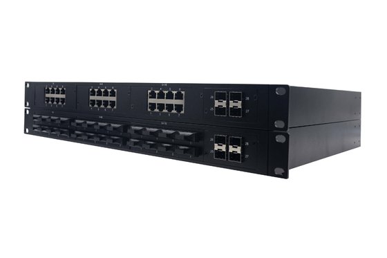 28 Port 100M Unmanaged Gigabit Ethernet Switch High Strength IP40 Protective Housing