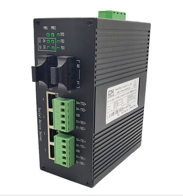2 Fiber Optical Ports Modbus Ethernet Gateway 4 Channel RS-485 Serial Ports