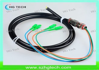 China 4cores Waterproof Fiber Optic Pigtail with SC APC connectors , black Cable supplier