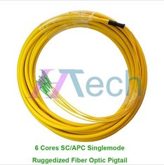 China 9/125μm SC/APC 6Core Fiber Optic Pigtail Round Type supplier