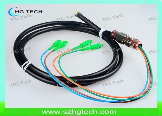 4cores Waterproof Fiber Optic Pigtail with SC APC connectors , black Cable supplier