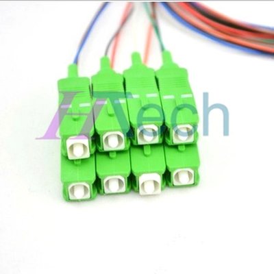 SC/APC 12 Fiber Cores Colors Fiber Optic Pigtail, PVC/LSZH Outer Jacket，OD0.9mm supplier