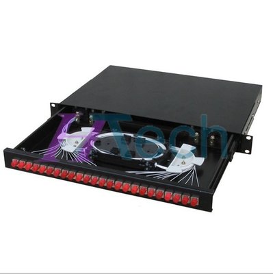 Slidable 1U 24Port Fiber Optic Patch Panel With 1.5M FC Fiber Pigtail 0.9mm supplier