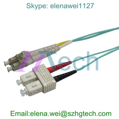 Duplex OM3 10Gb SC-LC Fiber Cable, Aqua Color Fiber Optic Cable supplier