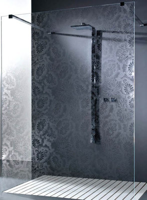 Obscure Pattern Shower Tempered Glass , Tempered Glass Bathroom supplier