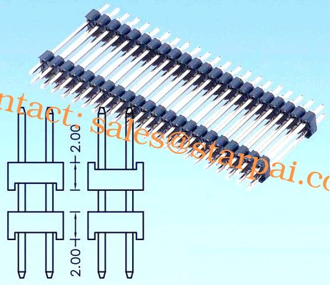 double Rows Straight Male 2.54mm Breakable Pin Header connector supplier