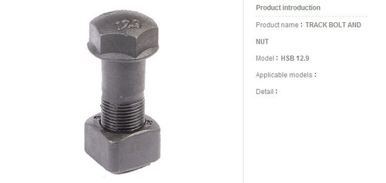 High Strength 12.9 Grade Track Bolt And Nut Sprocket Bolt And Nut Excavator Spare Parts