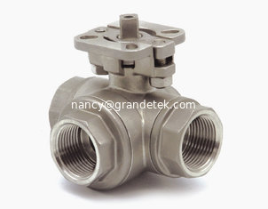 3-way ball valves type B with high mounting pad type B PAI 1000PSI threaded ends for actuators