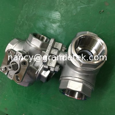 ISO 5211 Locking Handle 3-way Ball Valve Stainless Steel NPT Thread supplier