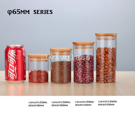 Heat resistant high borosilicate hand made transparent glass food jar
