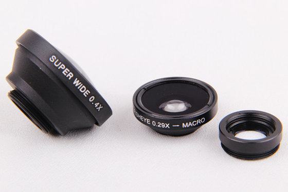 Black Optical Glass Smartphone Camera Lens Kit /  Mobile Phone Accessories