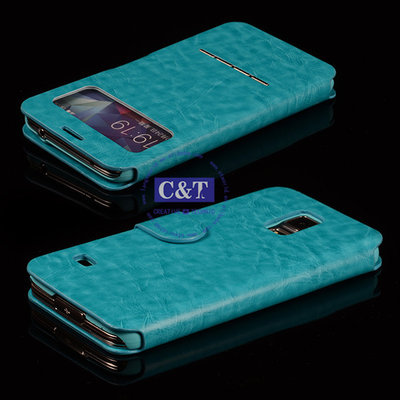 Slim PU Leather Flip S-view Window Samsung Galaxy S5 I9600 Case , Mobile Phone Shells