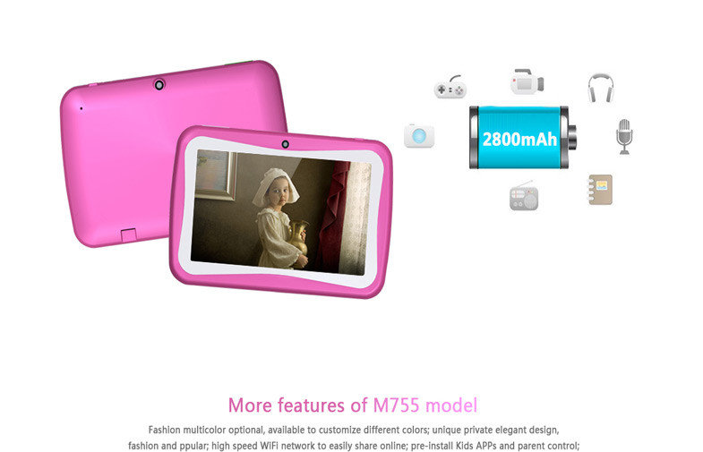 Portable Kids Wifi android 4.2 dual camera tablet capacitive Build in Apps
