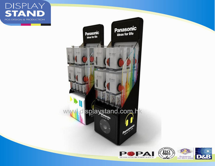 OEM Clear Acrylic POP Displays Shelf for Cell Phone Accessories / Bluetooth Headset