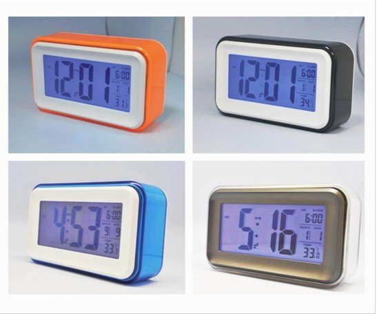 Plastic Square Shape and Larger Screen LCD Electronic Desktop Calendar with Alarm Clock