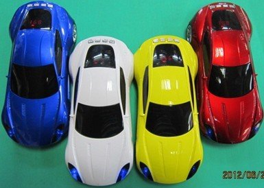 Colored Car Shape Mini Card /USB Rechargeable Mini Speakers with FM Radio, Digital Display