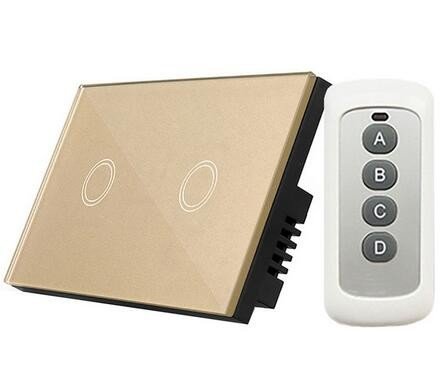 Touch Switch 2 Gang 1 Way US standard Crystal Glass Panel Single FireWire touch wall switch