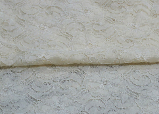 White Elastic Lace 80% Nylon 20% Spandex Fabric Beautiful Elegant CY-LW0783