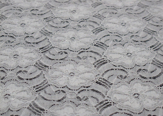 White Elastic Lace 80% Nylon 20% Spandex Fabric Beautiful Elegant CY-LW0783