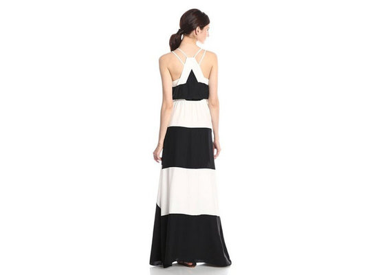 Summer Chevron Sleeveless Strap Maxi Dress Cutomized For Lady