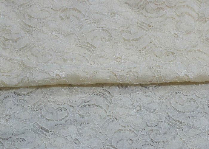 White Elastic Lace 80% Nylon 20% Spandex Fabric Beautiful Elegant CY-LW0783