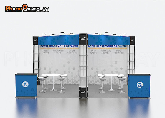 Cabine 100% libre de Portable de tour de spirale de salon commercial de la position 3*3M d'aluminium de polyester d'affichage fait sur commande de salon commercial