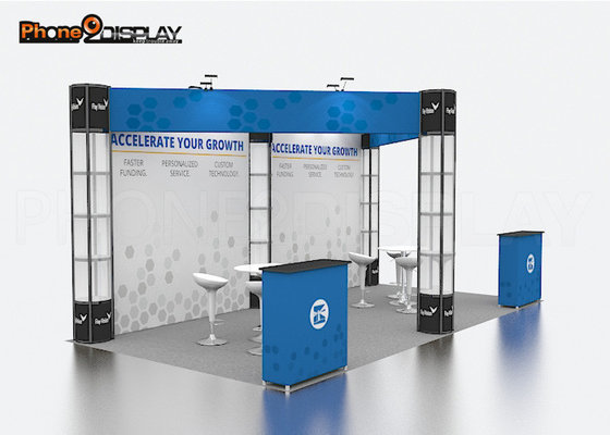 Cabine 100% libre de Portable de tour de spirale de salon commercial de la position 3*3M d'aluminium de polyester d'affichage fait sur commande de salon commercial