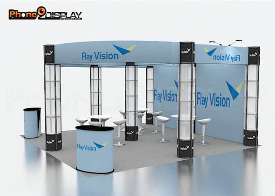 cadre en aluminium de publicité d'équipement de cabine du salon commercial 20x20 de 6x6M avec la tour en spirale