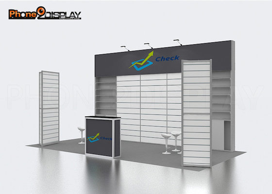 Phone2display Slatwall Trade Show Booths Display Stand Shape Custom For Fair