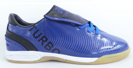 Customized Indoor Soccer Shoes for men Shinning PU / Rubber sole Blue
