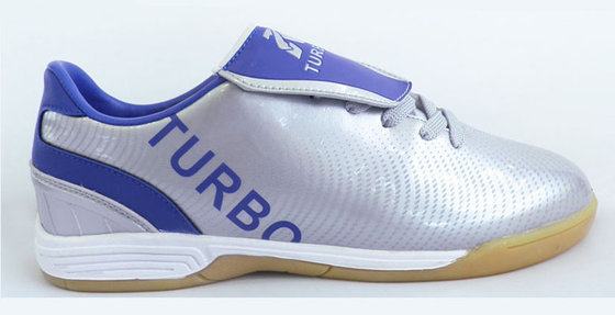 Customized Indoor Soccer Shoes for men Shinning PU / Rubber sole Blue