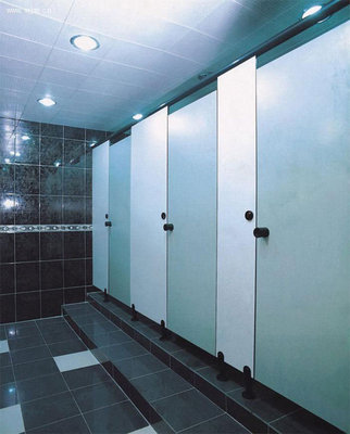 White and Black Compact Laminate Cubicle Toilet Partition
