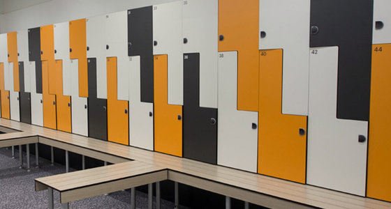 Waterproof compact laminate gym lockers and bench gym fitness club lockers