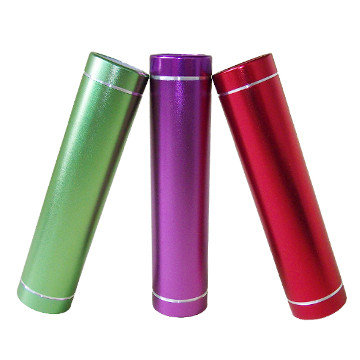 2600mAh Round Tube Metal Power Bank , Cellphone USB Power Pack