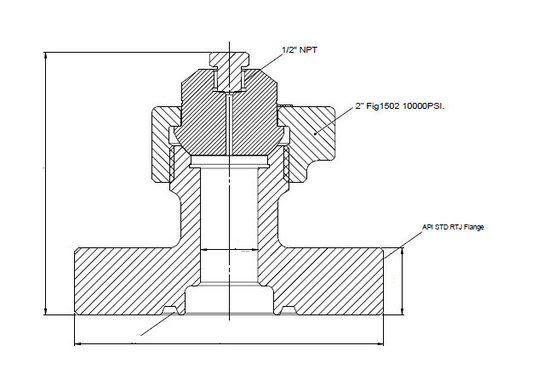 4" X 3000 PSI API STD RTJ Flange with 2" Fig 1502 Male Weco quick union With 1/2" NPT Cap