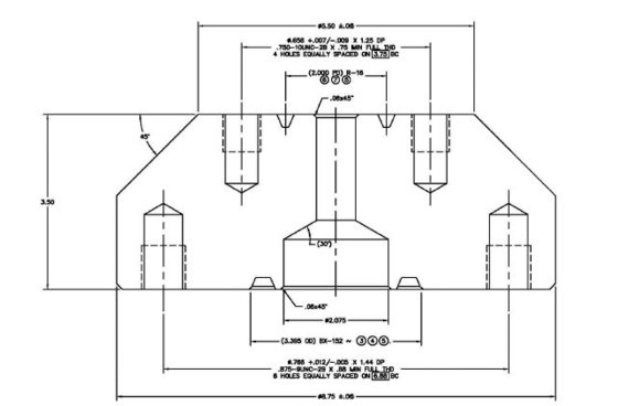 Double Studded Adapter Flange 2-1/16" (API 6A, BX, 15000Psi) x 3/4" (ASME B16.5, CL2500)