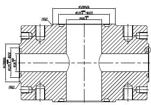 Cross, Studded, 4 1/16" x 2 1/16" 10000PSI, AISI 410SS-60K-PSL3-PU-FF, API6A, NACE MR0175