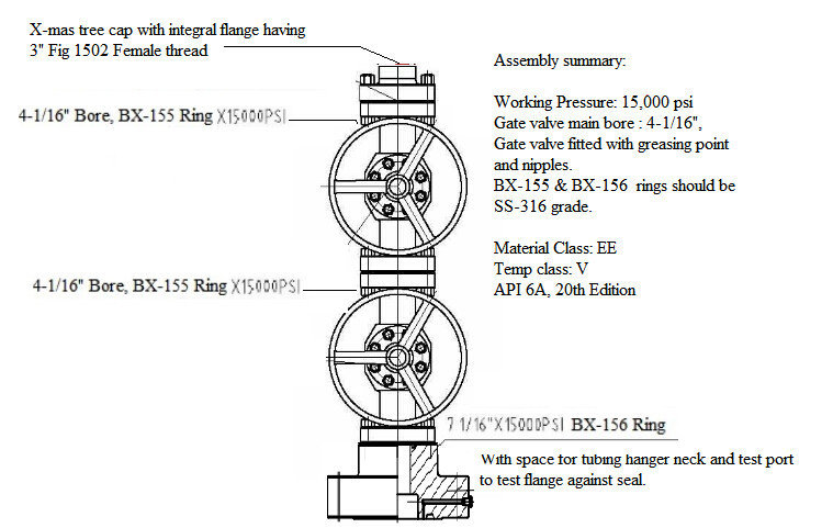 4-1/16” Big Bore assembly, Frac Tree/X-mas Tree, 15000psi, DD/EE, V, API6A PR2