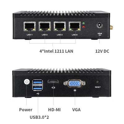Embedded Industrial mini fanless pc multi lan N2940 12V