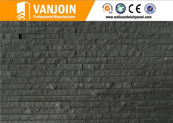 Breathability Durability Black Wall Tiles / Exterior Wall Decorative Clay Split Brick Tile