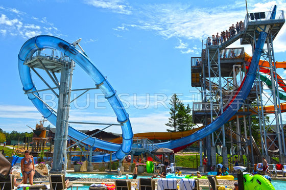 High Speed Translucent Fiberglass Pool Slides For Water Amusement
