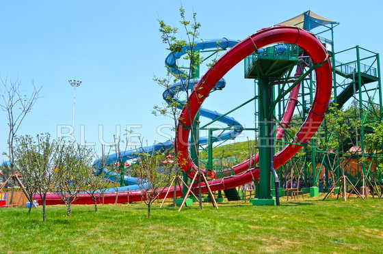 Fiberglass Water Playground Equipment , Outdoor Aqualoop Slide Aqua Park Playground