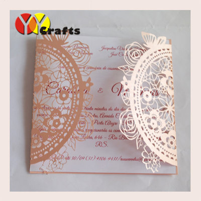 Lace wedding invitation card creative folding natural flower wedding card