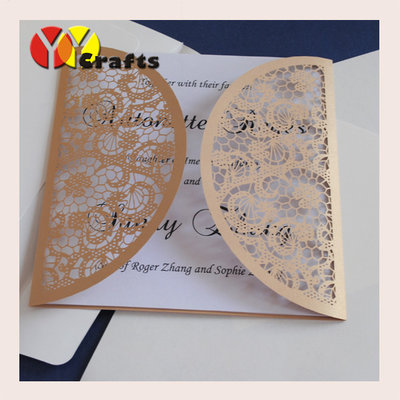 Marriage flower wedding invitation card with ribbon blank unique luxury