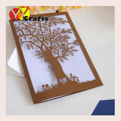 Baby Birthday Invitations Laser Cutting Brown And Coffee Color Love Trees