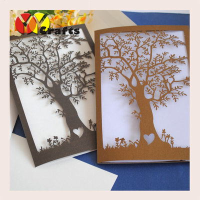 Baby Birthday Invitations Laser Cutting Brown And Coffee Color Love Trees