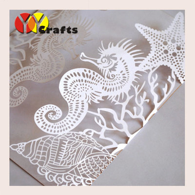 wedding invitation card  2015 new style luxurious sea horse white laser cut design 2015  greeting cards